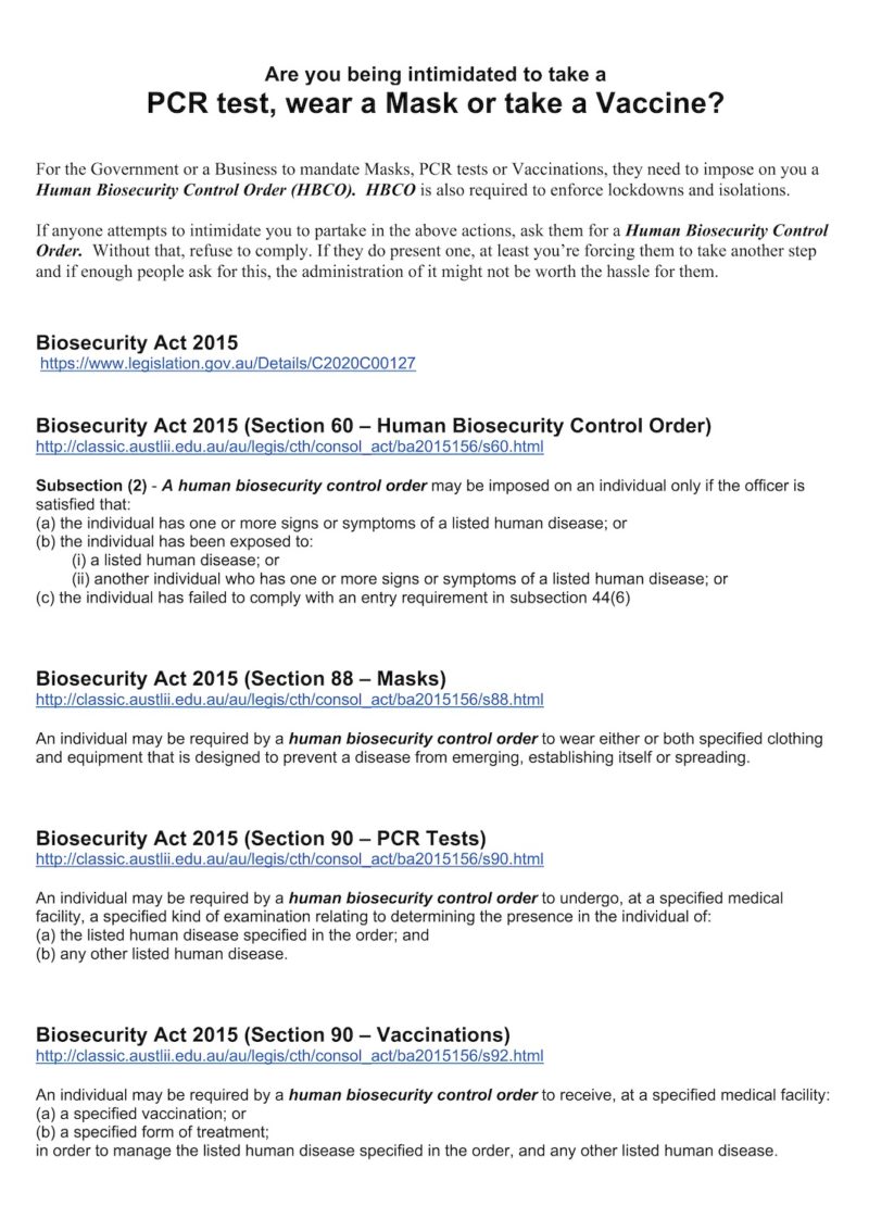 Australia - Face Mask Exemptions